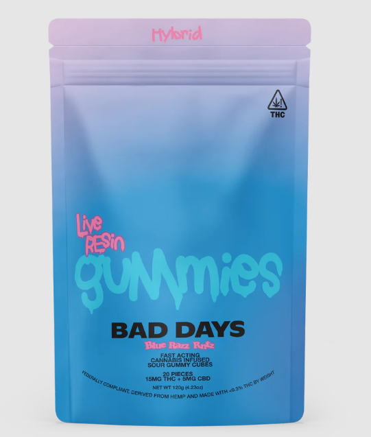 Bad Days Blue Raz Live Resin THC Gummies | Herban Flow