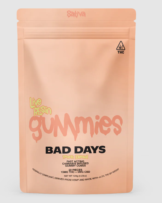 Bad Days Peach Diesel Live Resin THC Gummies | Herban Flow
